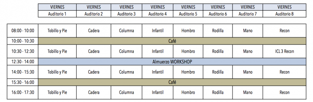 Esquema Congreso SCHOT 2019 – SCHOT